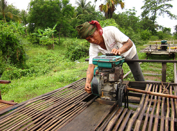 Bamboo Train in Battambang, Cambodia